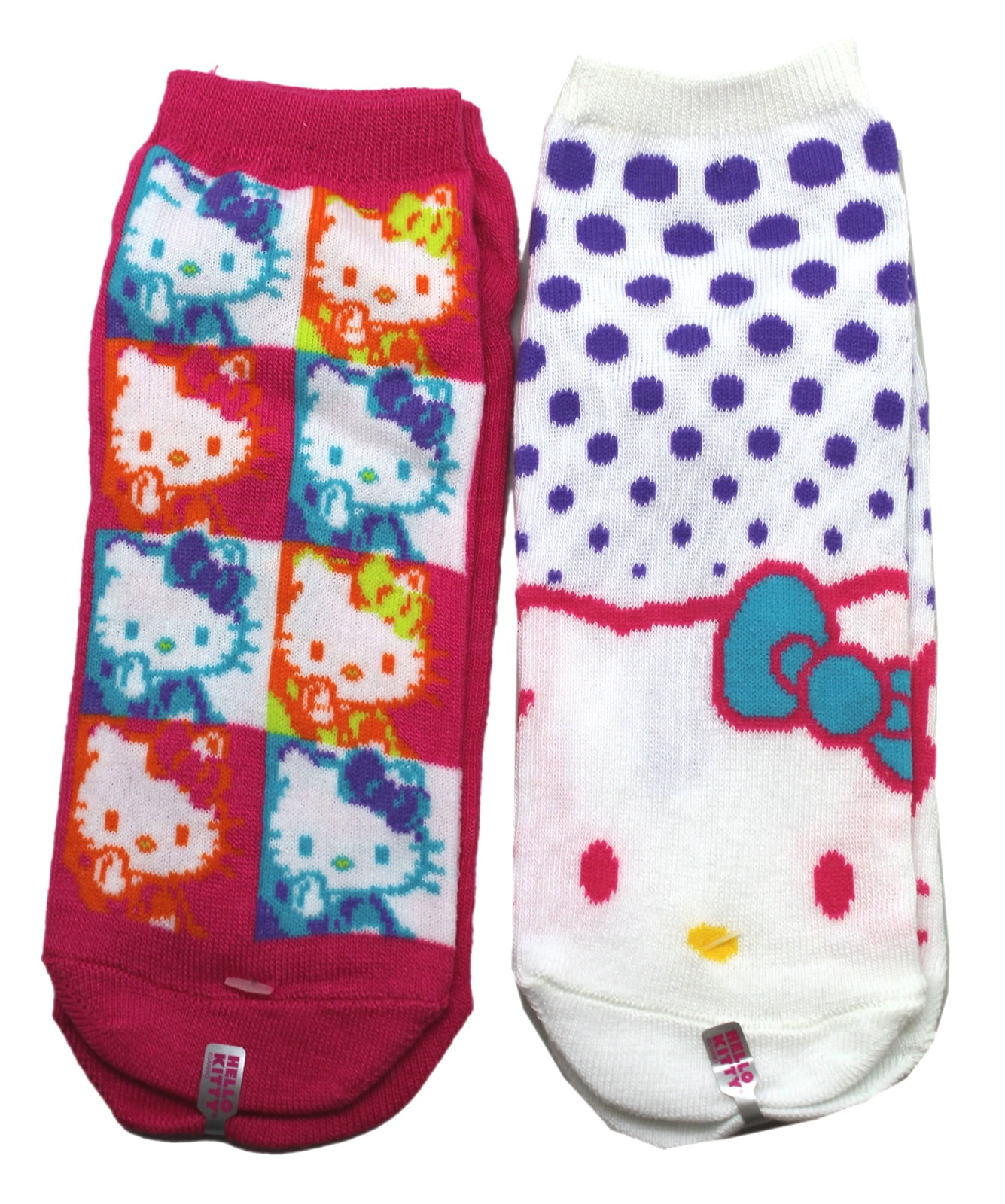 Hello Kitty Polka Dotted and Alternating Portrait Womens Socks (2 Pairs ...