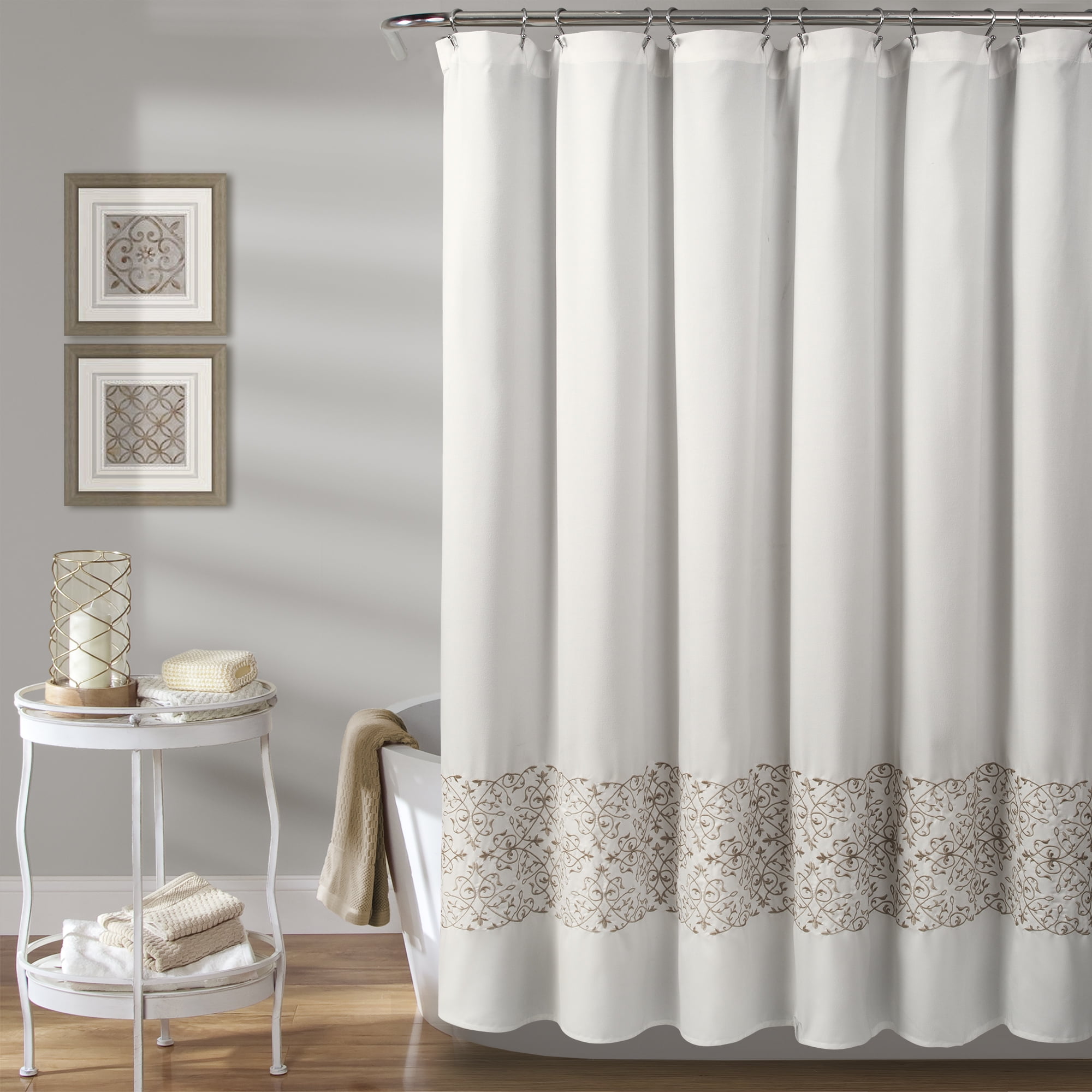 Lush Decor Scroll Medallion Shower Curtain, 72x72, Neutral, Single ...