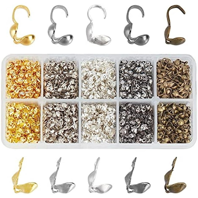 2000Pcs 5 Colors Crimp Beads Tips Set Clamshell Calotte End Cap Knot ...