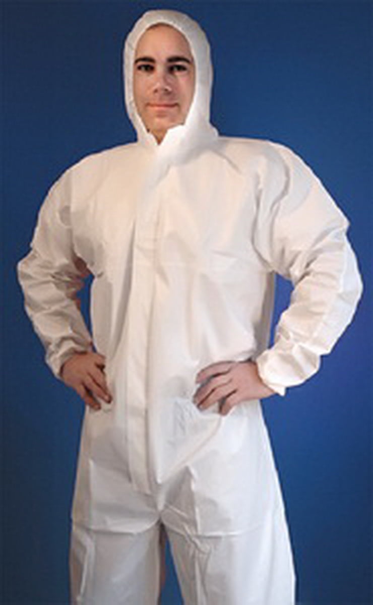 Buffalo Industries 68525 Large Hooded Disposable 3-Layer SMS Coveralls ...