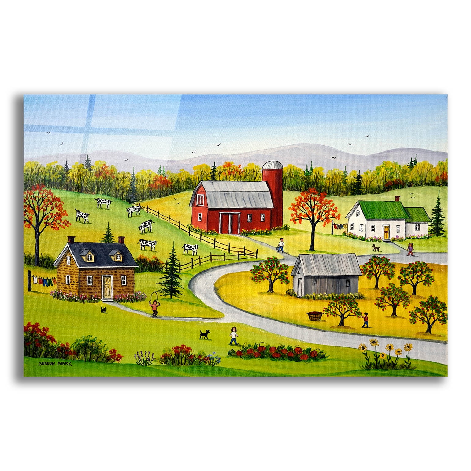 Epic Art 'Pumpkins and Sunflowers' by Sharon Mark, Acrylic Glass Wall ...