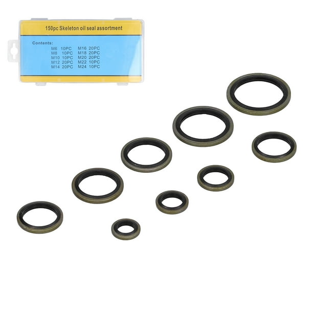 Bonded Seal Washer, Bonded Washer Assortment 150pcs With Transparent Plastic Box For Mechanical ...