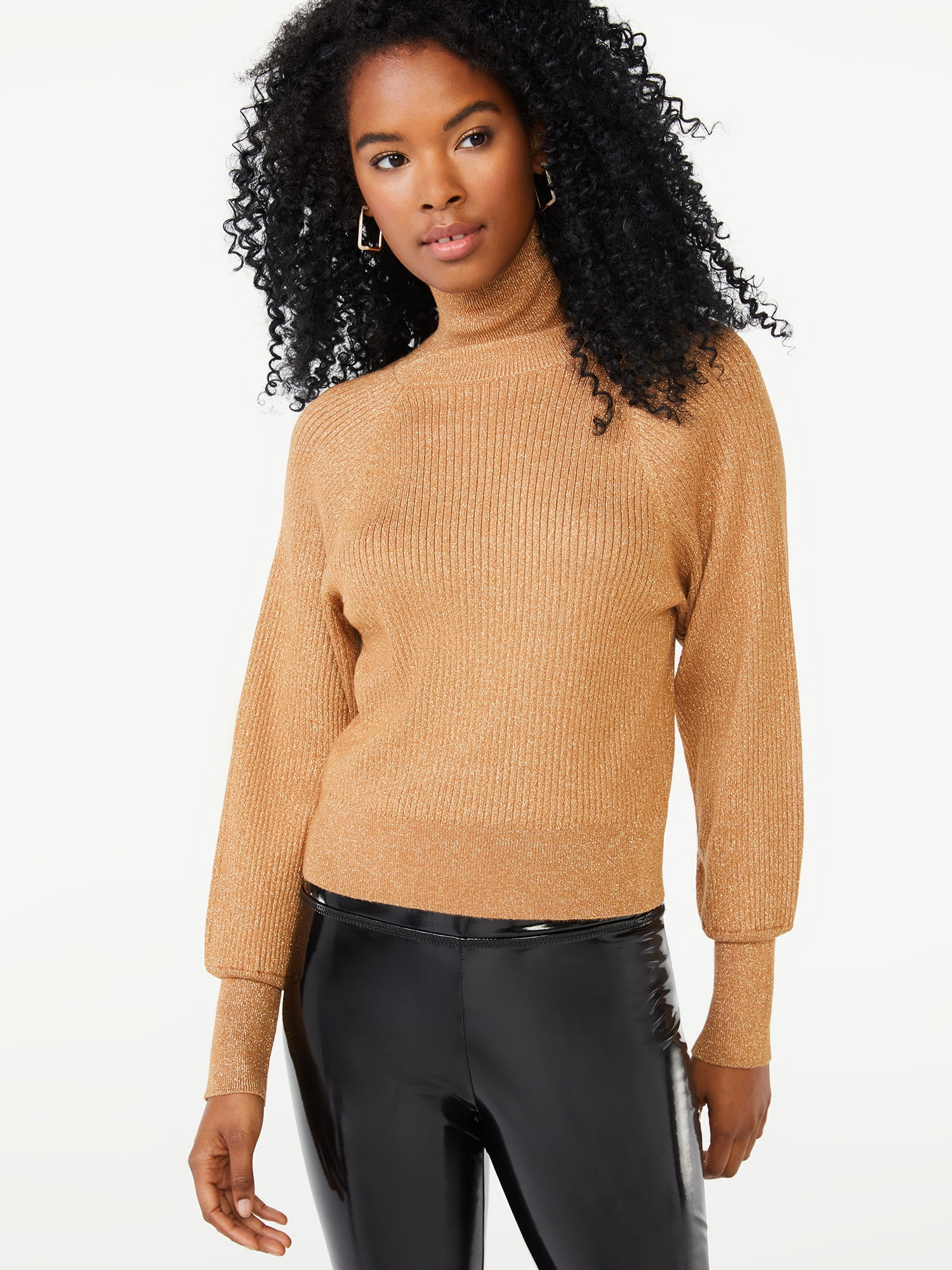Scoop Women's Metallic Turtleneck Sweater - Walmart.com