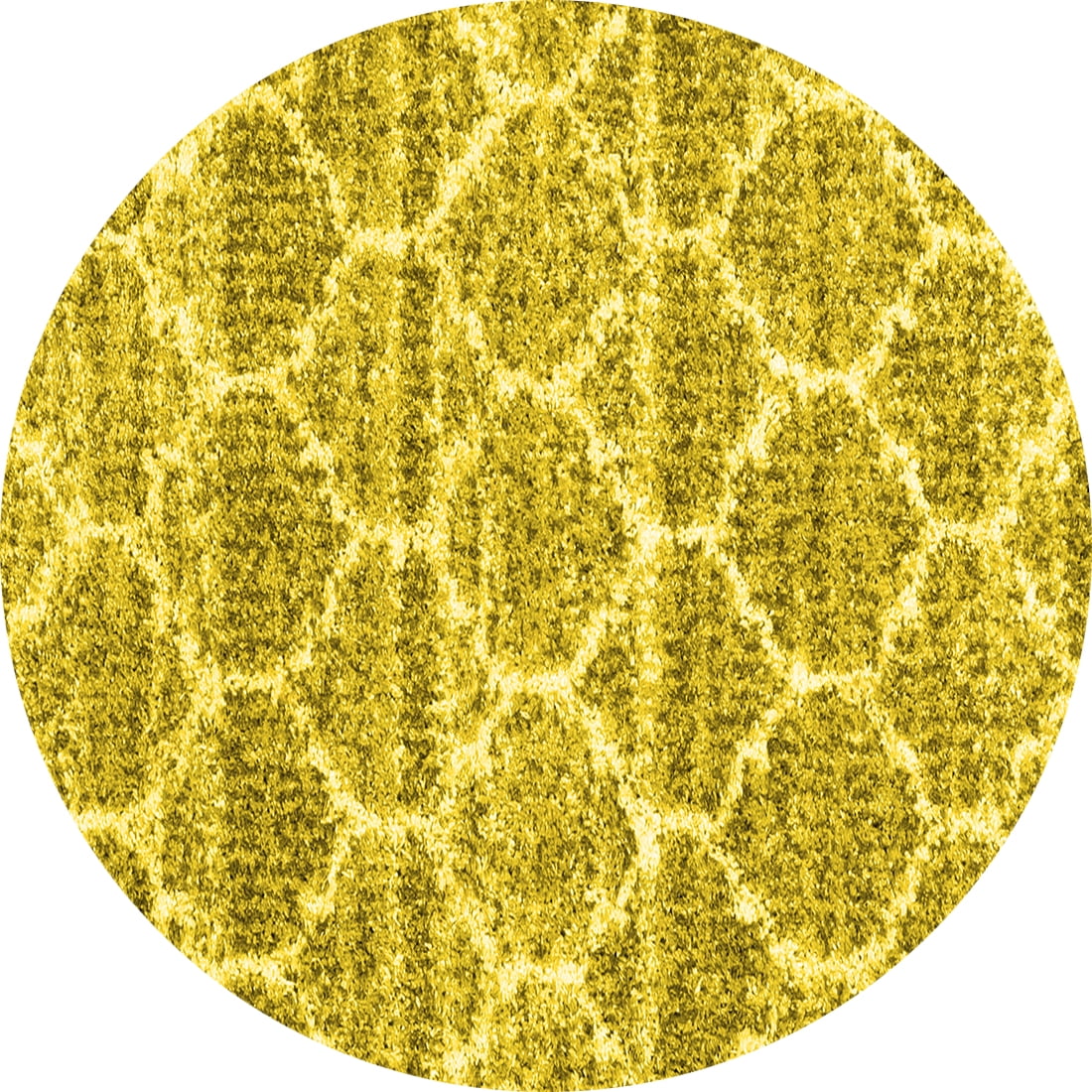 Ahgly Company Indoor Round Trellis Yellow Modern Area Rugs, 6' Round ...