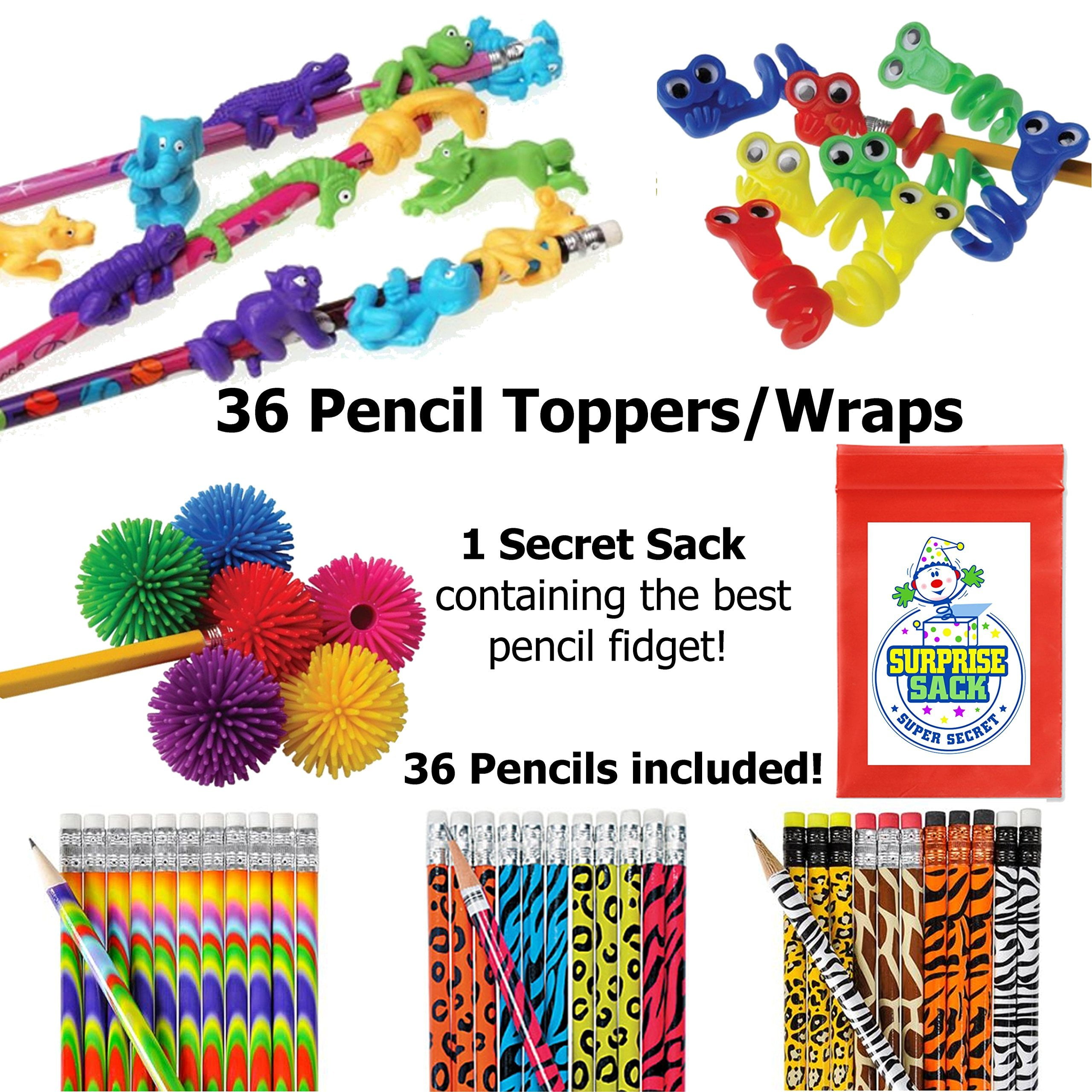 USToyKF 36 Pencils & 36 Fun Fidget Pencil Toppers with 1 Super Secret ...