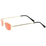 90's Small Rectangle Sunglasses Slim Arms Color Tinted Lens 45mm (Gold ...