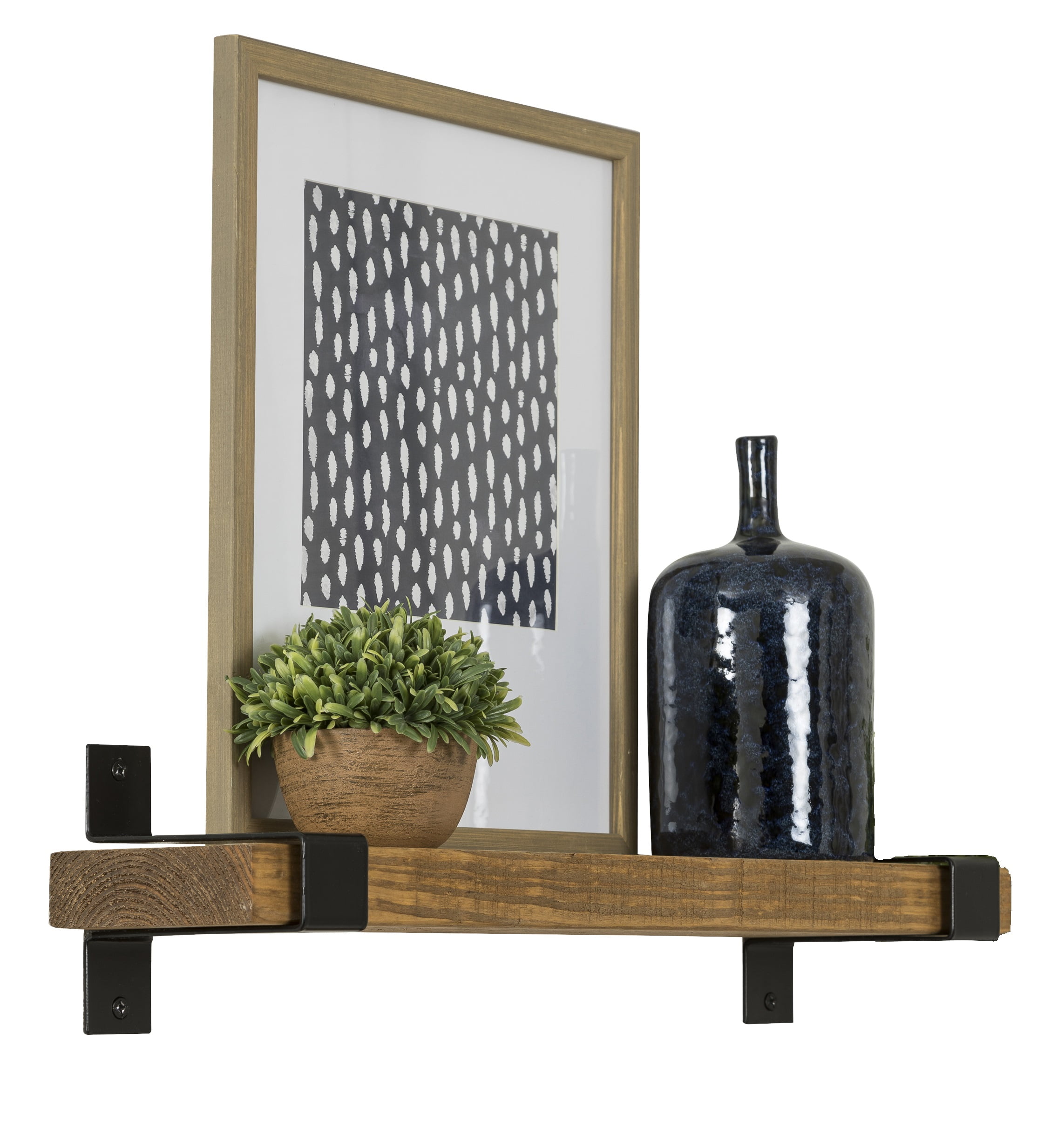 Buy Del Hutson Designs Walnut 24inch Industrial Grace Wrap Bracket ...
