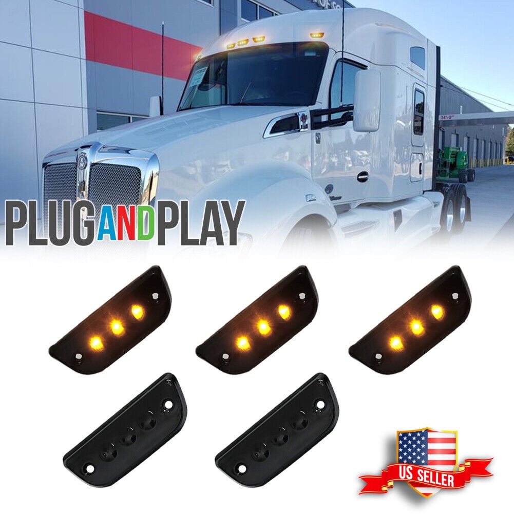 GTINTHEBOX 5pc Smoke Lens Amber LED Roof Clearance Marker Light For ...