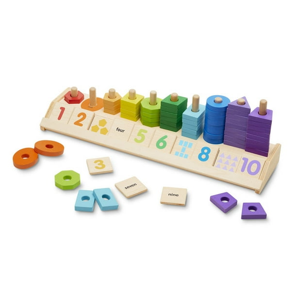 Melissa & Doug Wooden Counting Shapes Stacker, 66 Pieces - Walmart.com