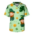 Domuza St Patricks Day Scrub Tops for Men Lucky Shamrock Printed Short ...
