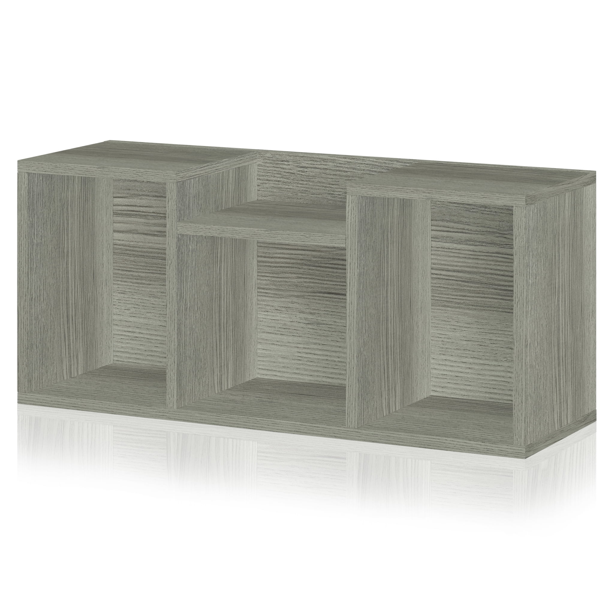 Way Basics Stacking 3 Cubby Bookcase Storage Unit, London Grey ...