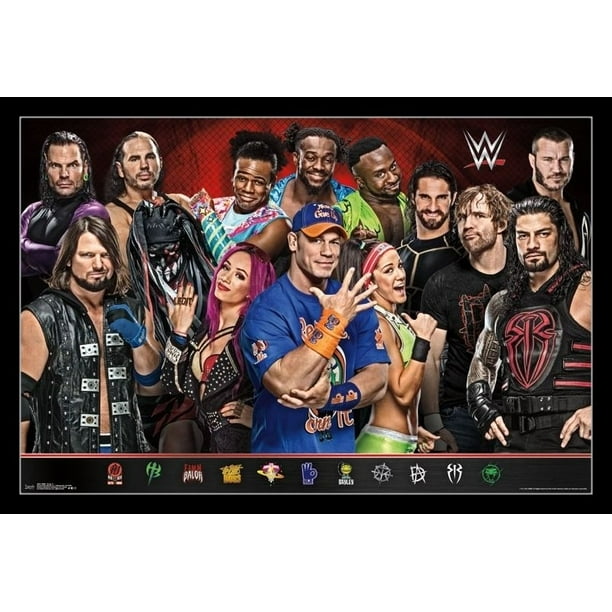 Wwe - Group 17 Laminated & Framed Poster Print (34 x 22) - Walmart.com - Walmart.com