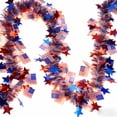 19.6ft Lighted Patriotic Garland Red White and Blue Tinsel Garland with ...