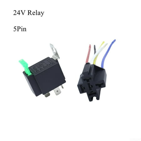 High Quality 24V Relay 5 Pin With Socket Base/Wires/Fuse Included 30A ...