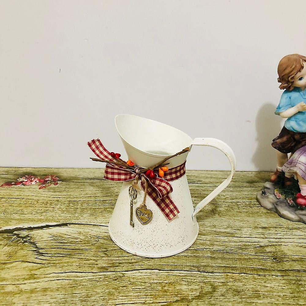 Jarrón de flores vintage de color beige, regadera rústica, decoración ...