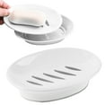 European-Style Oval Draining Soap Dish, White *2/ Soap Box With Plastic ...