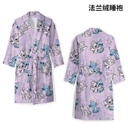 Disney Stitch Bathrobe Fashion Women's Bathrobe Cartoon Homewear Warm ...