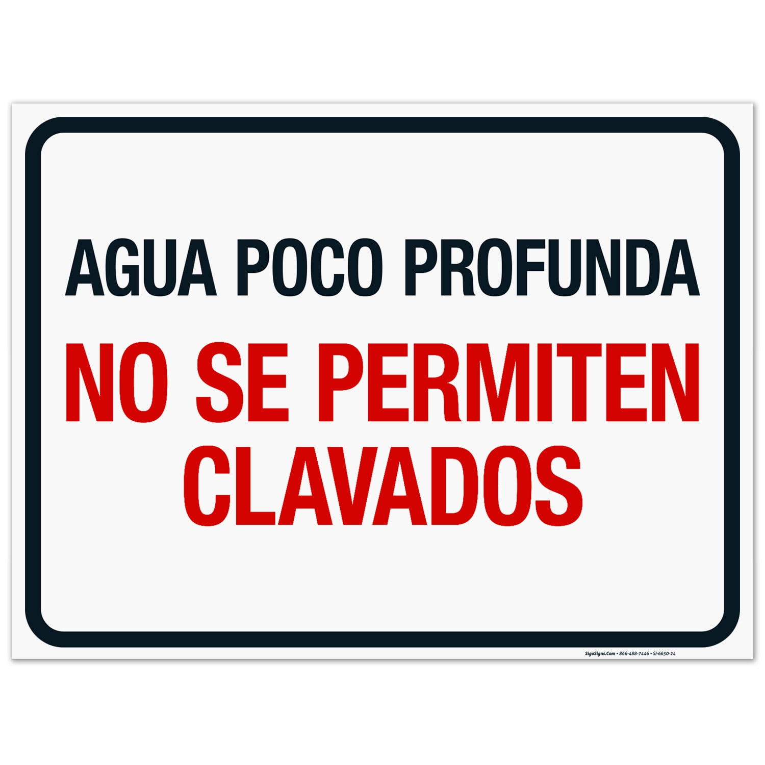 Shallow Water No Diving Spanish Sign, Pool Sign, - Walmart.com