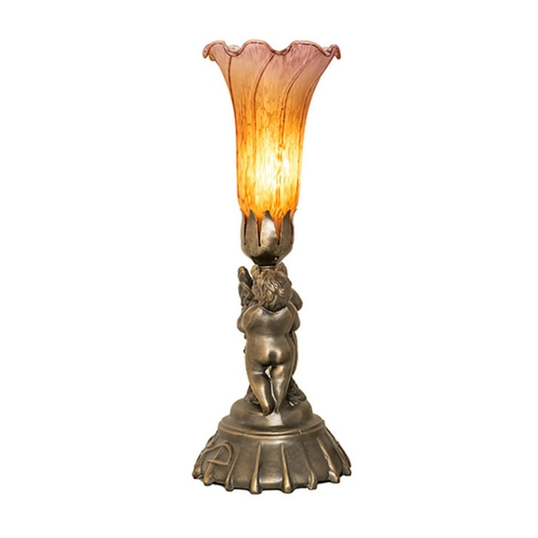 Meyda 11083 13 in. Amber and Purple Cherub Pond Lily Mini Meyda 11083 13 in. Amber and Purple Cherub Pond Lily Mini