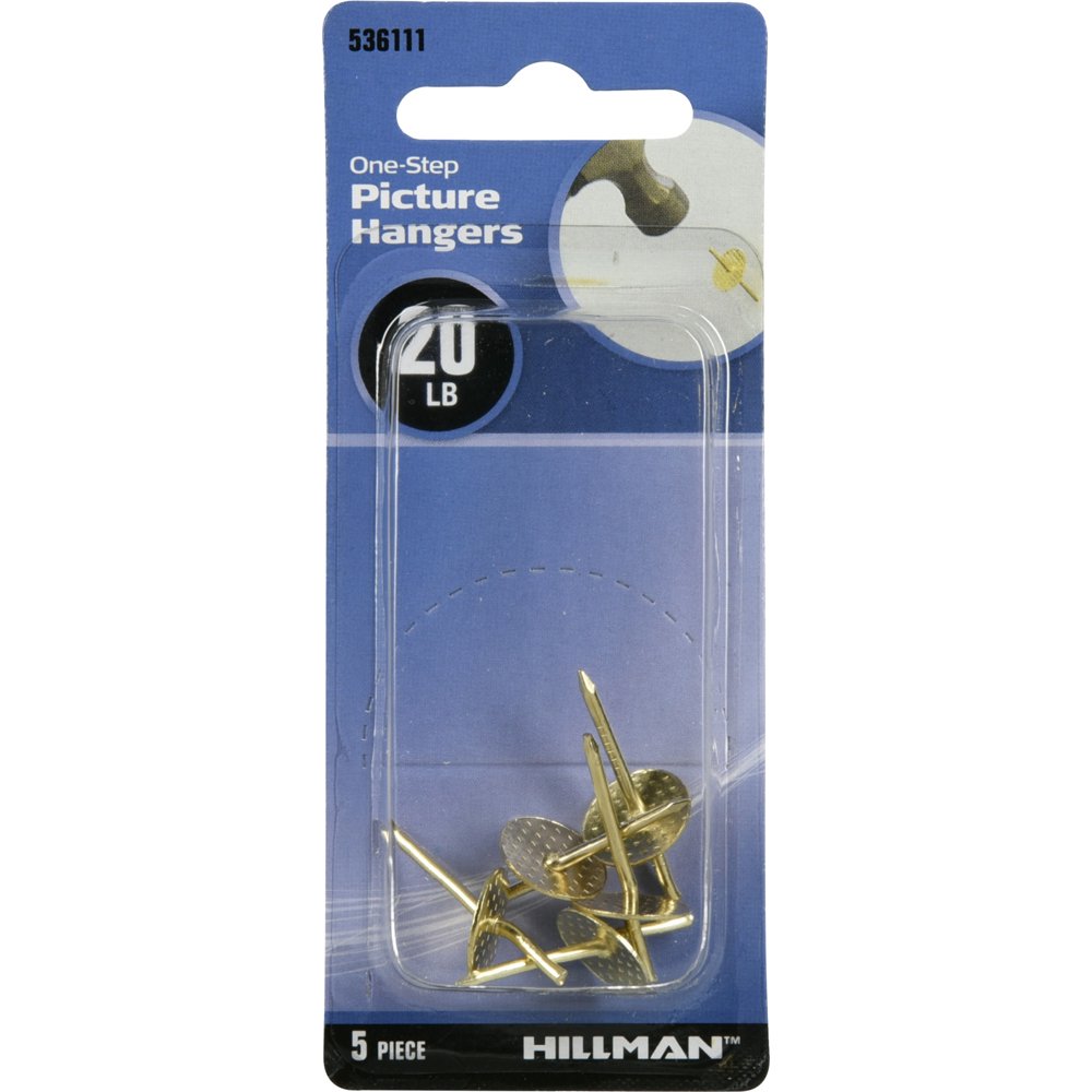 Hillman 536111 One-Step Picture Hangers, Brass, 20 lb, 5 Piece ...