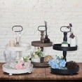 MAONAME Farmhouse Tiered Tray Stand, 2 Tier Tray with Metal Handle, Two ...