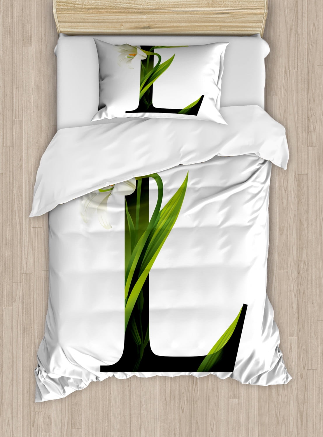 Letter L Twin Size Duvet Cover Set, Conceptual ABC Typography Capital L ...