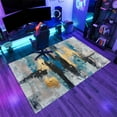 Abstract Garbage Art Rug 3x5 Small Area Rugs Blue Black Gold Rugs Non ...