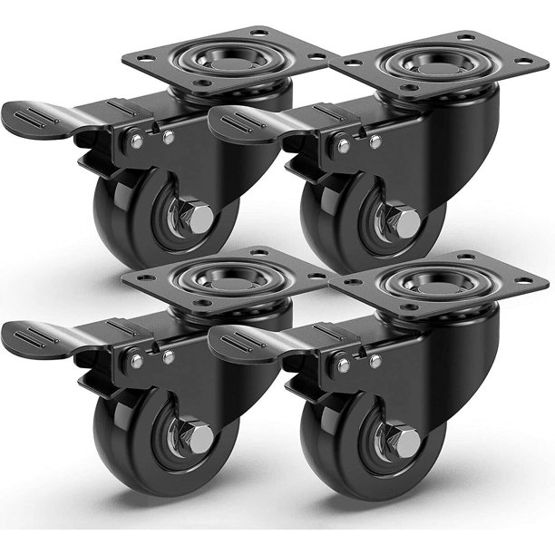 Swivel Casters With Safety Double Lock And Polyurethane Foam Noiseless Wheels, Heavy Duty - 70kg ...