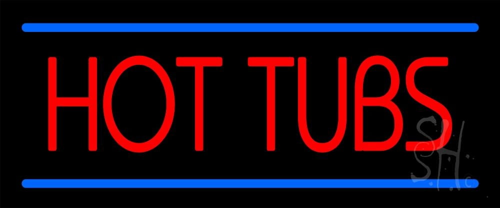 Hot Tubs LED Neon Sign 6 x 15 - inches, Black Square Cut Acrylic ...