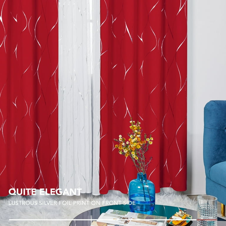 Red Patterned Blackout Curtains