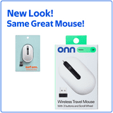 Onn+ Wireless Travel Mouse White with 3 Buttons, Scroll Wheel, 1600 DPI ...