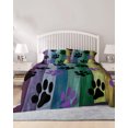California King Size Colorful Dog Sheet Sets Paw Prints on The Board ...