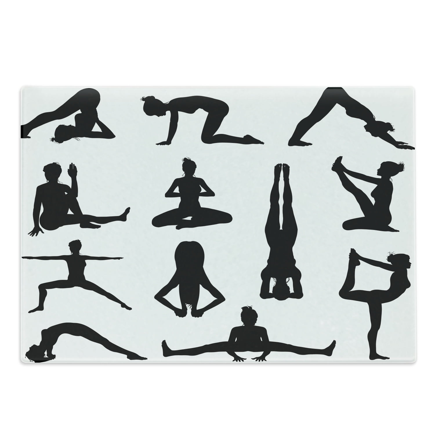 Yoga Cutting Board, Various Yoga and Pilates Pose Silhouettes Asanas ...