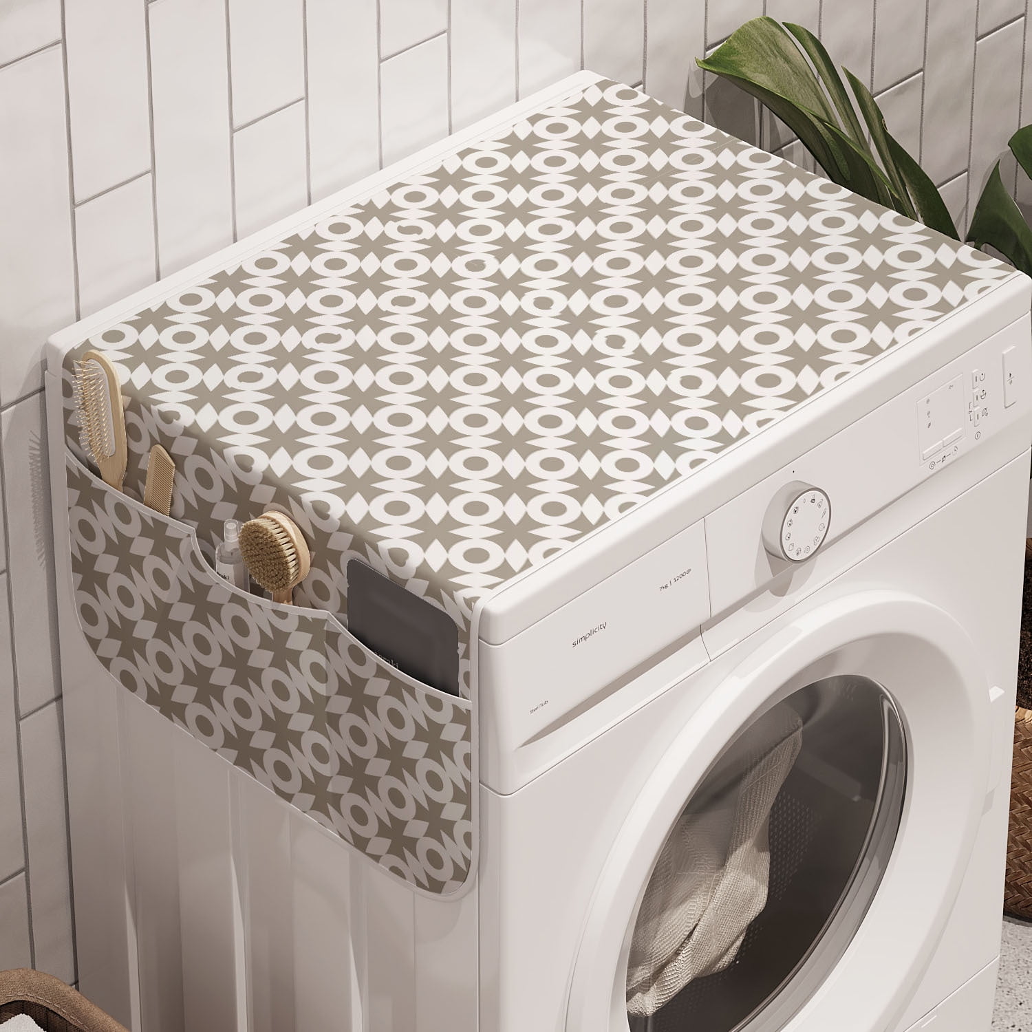 Abstract Washing Machine Organizer, Trippy Retro Forms in Soft Tones ...