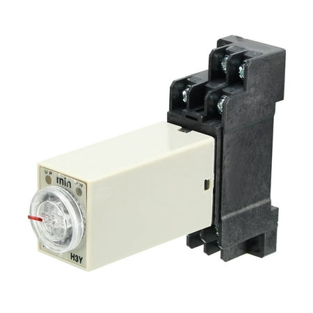 220V 8 Pins DPDT 0-3Min Timer Delay DIN Rail Time Relay H3Y-2 w Socket ...
