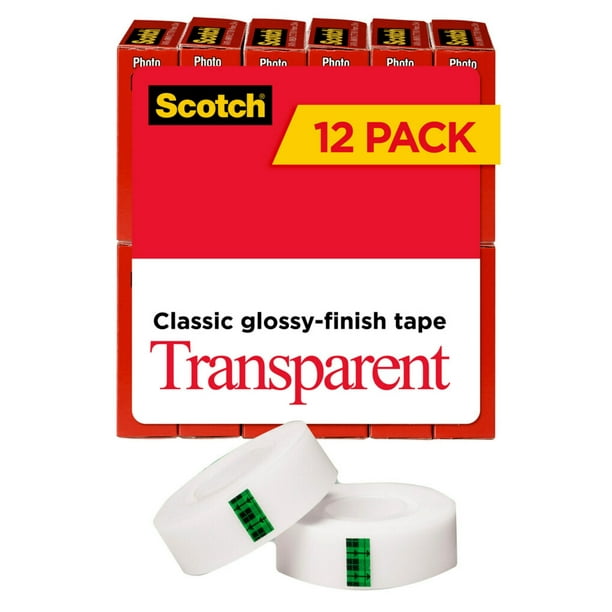 Scotch Transparent Tape 12 Pack, 3/4 in. x 1000 in., 12 Boxes/Pack ...