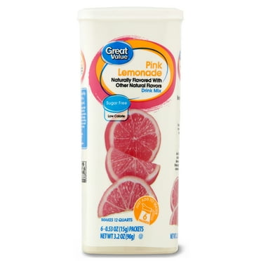 Great Value Sugar-Free Pink Lemonade Drink Mix, 0.14 oz, 10 Count ...