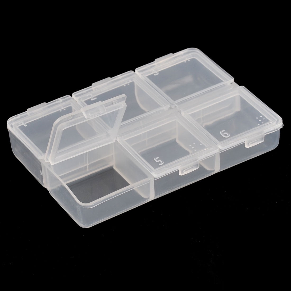 Plastic 6 Compartments Pill Tablet Medicine Storage Case Box Holder Clear