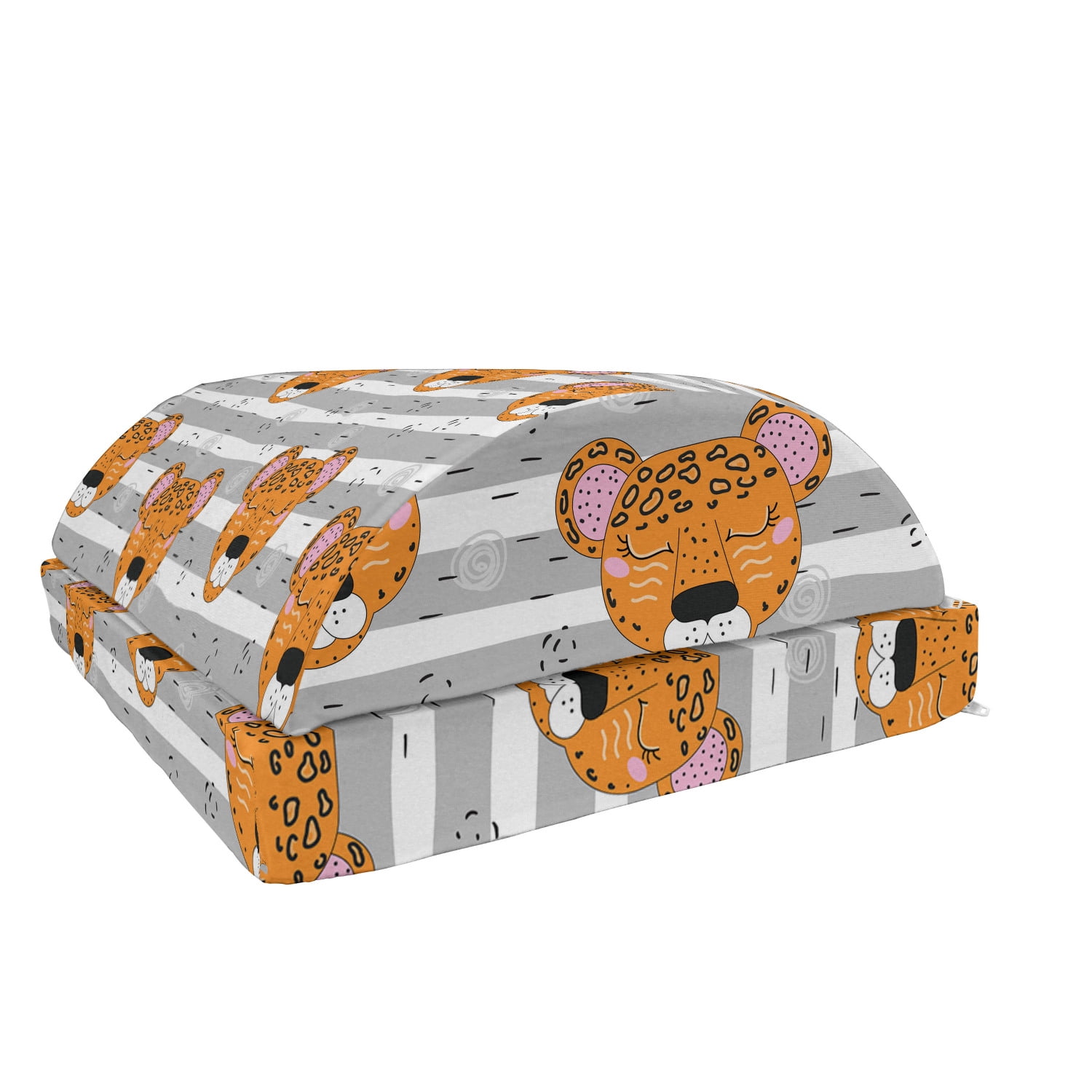 Animal Foot Rest, Girl Panther Heads on Striped Background Funny ...