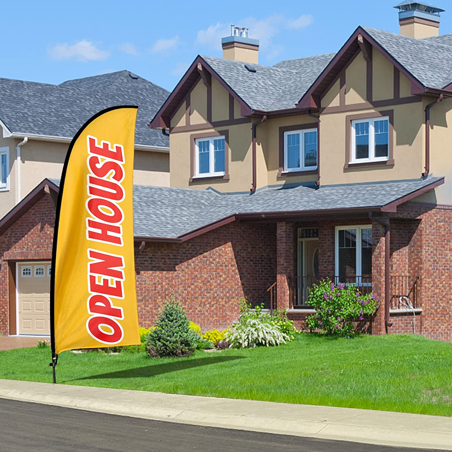 QSUM Open House Feather Flag and Pole Kit, 7FT Open House Commercial ...
