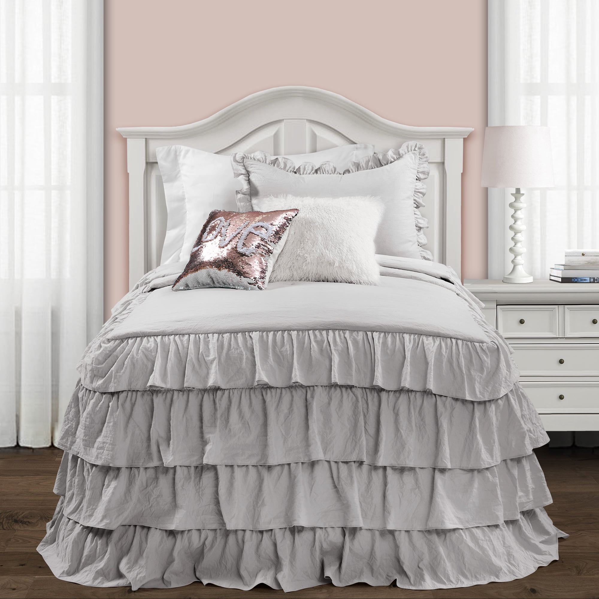 Lush Decor Allison Ruffle Skirt Polyester Bedspread Twin Xl Light