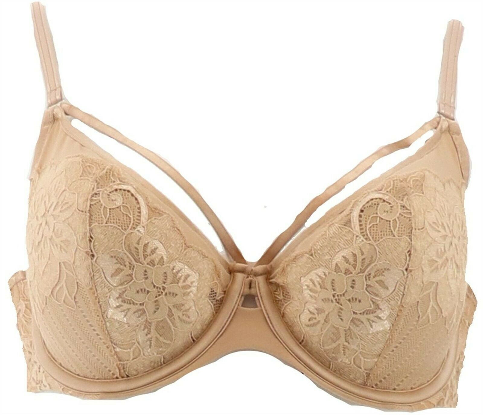 Curvy Couture Strappy Lace Underwire Push-Up Bra Bombshell Nude 38D NEW ...