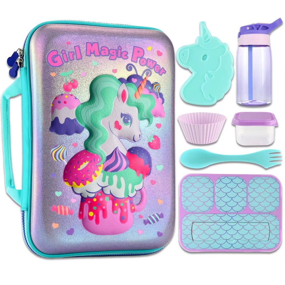 COO&KOO Unicorn Lunch Box Lunch Bag Set - Insulated Lunch Bag with 4 ...