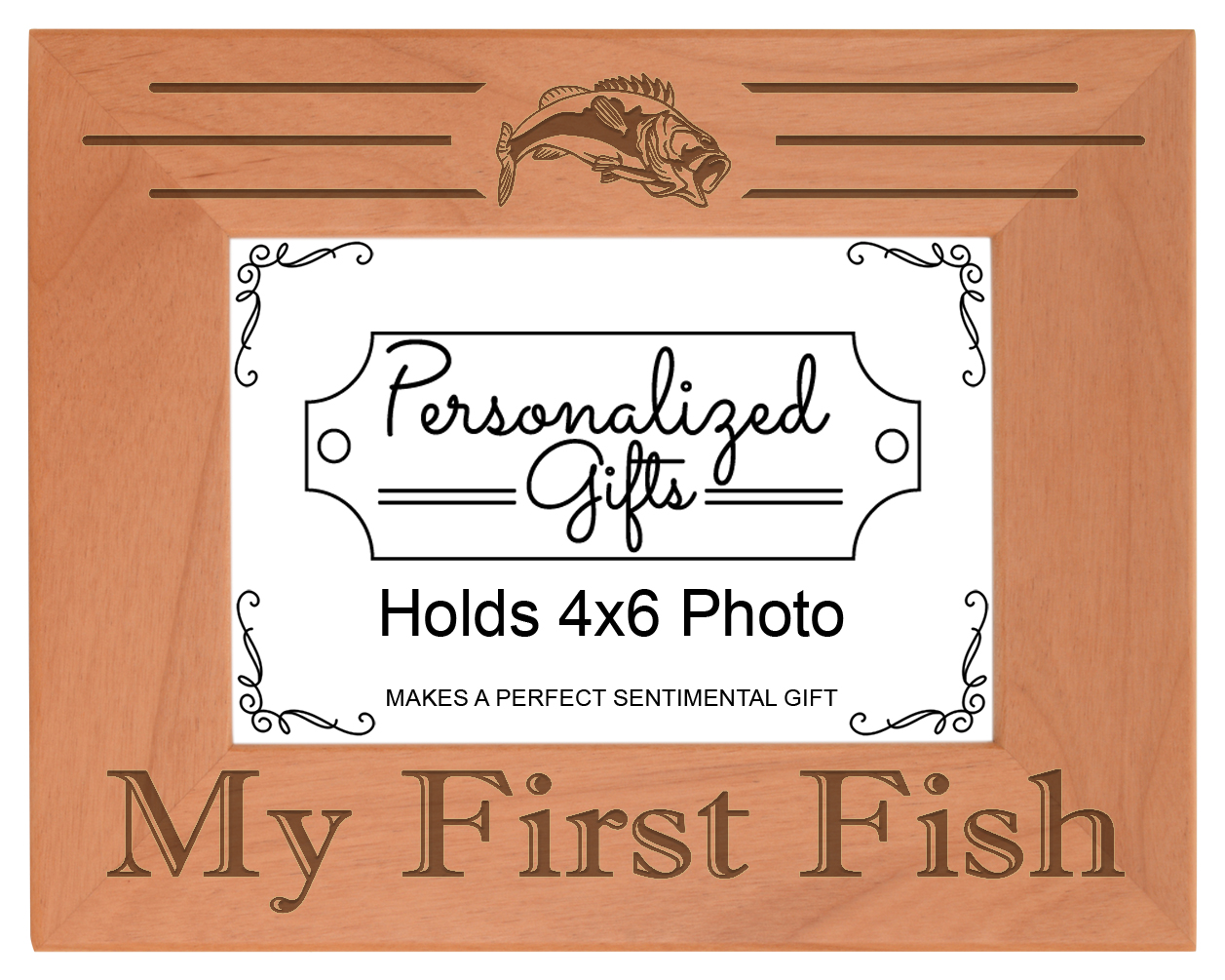 ThisWear Fishing Picture Frame My First Fish Frame Fish Gifts Wood ...