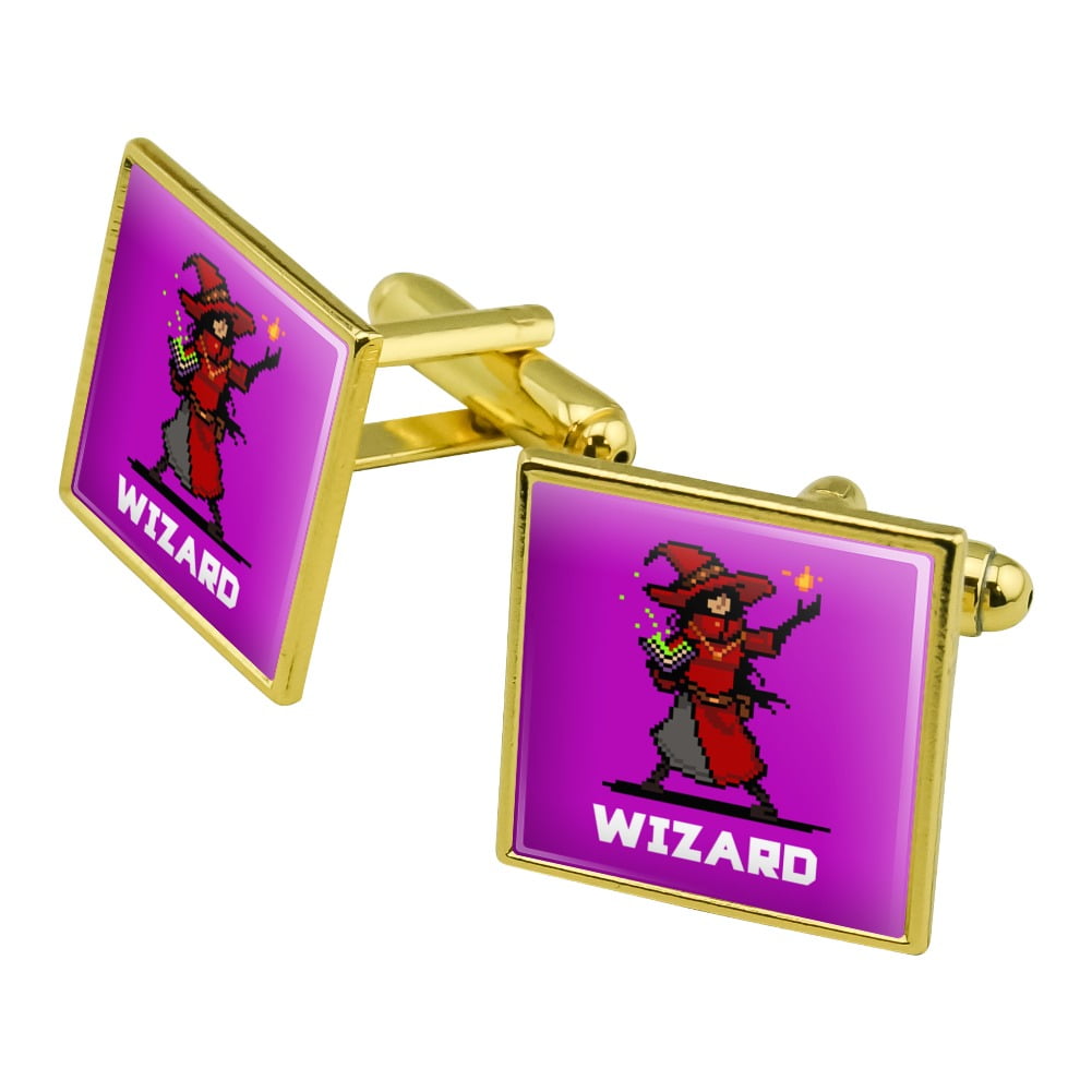 8-Bit Pixel Retro Wizard Mage Caster Games RPG Square Cufflink Set ...
