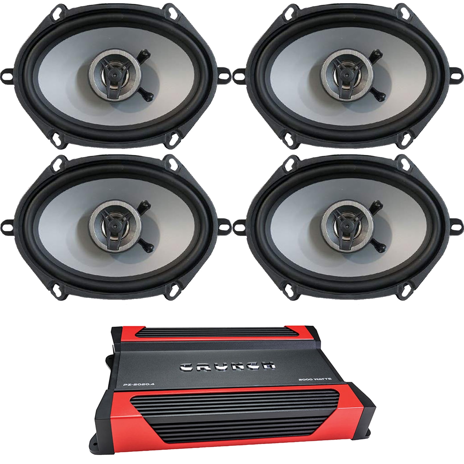 4 x Crunch 5x7"/6X8" 2-Way Coaxial 250W Peak Power Full Range ...