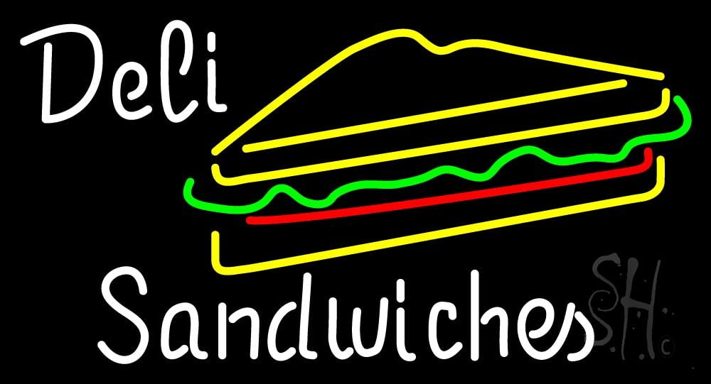 White Deli Sandwiches With Logo LED Neon Sign 13 x 24 - inches, Clear ...