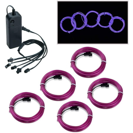 EL Wire Neon Lights Kit with Portable AA Battery Pack for Burning Man’s ...