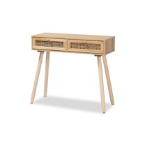 LAZZO Narrow Entryway Console Table with Storage, 3 Rattan Drawers ...