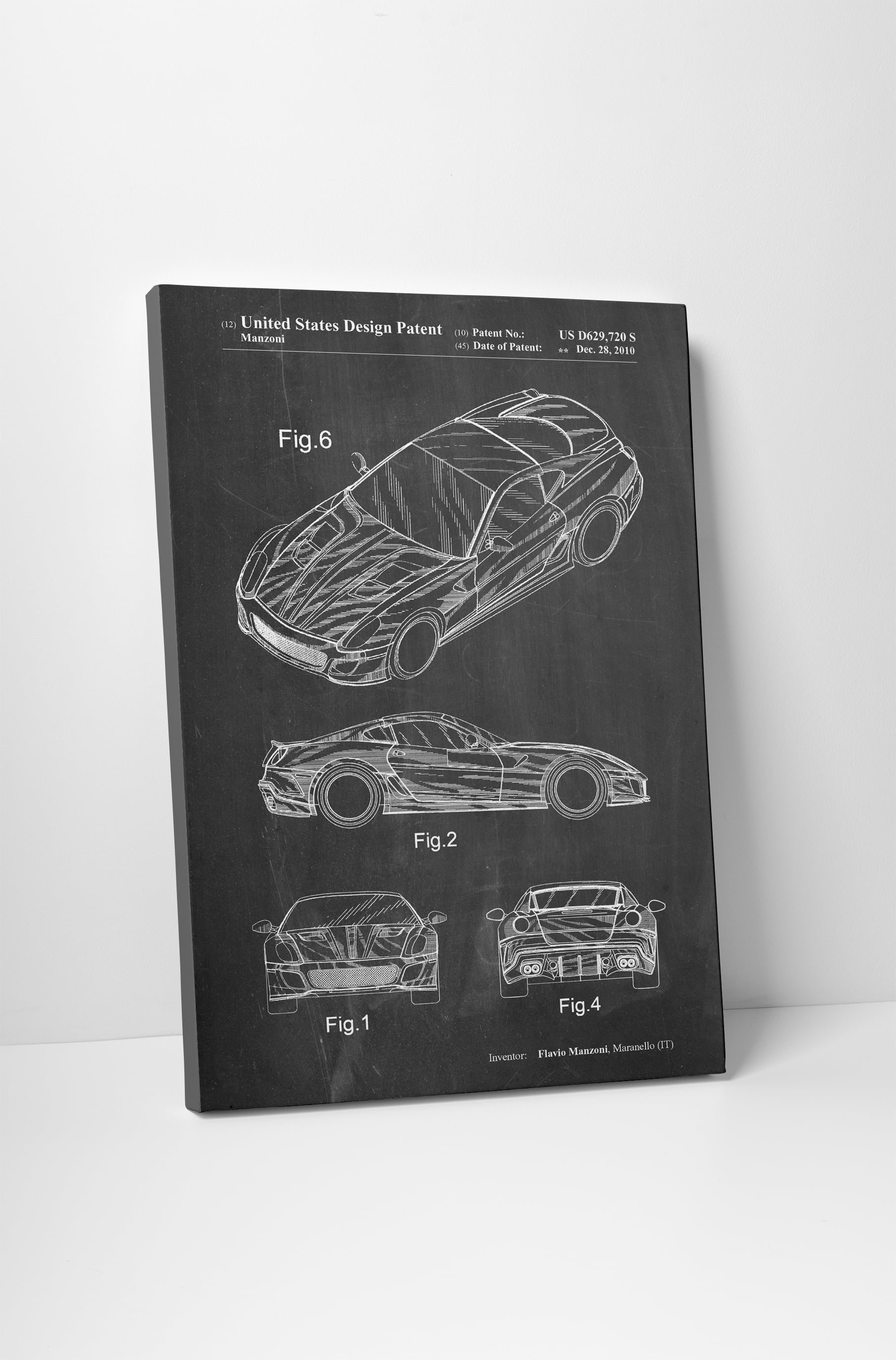 "Ferrari F30 Patent" Gallery Wrapped Canvas Print, 30" x 20" - Walmart.com